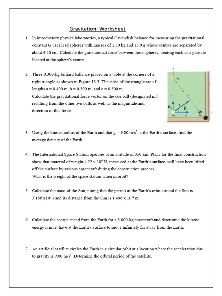 Gravitation Worksheet QP | PDF