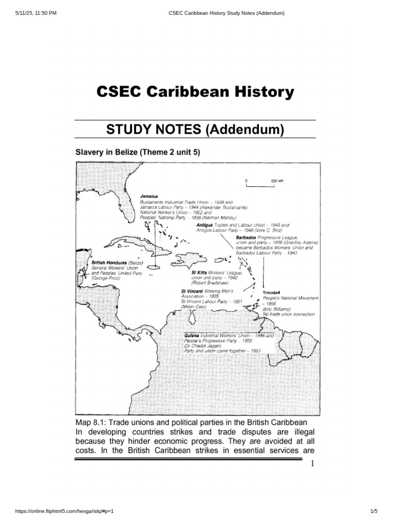 CSEC Caribbean History Study Notes (Addendum) | PDF