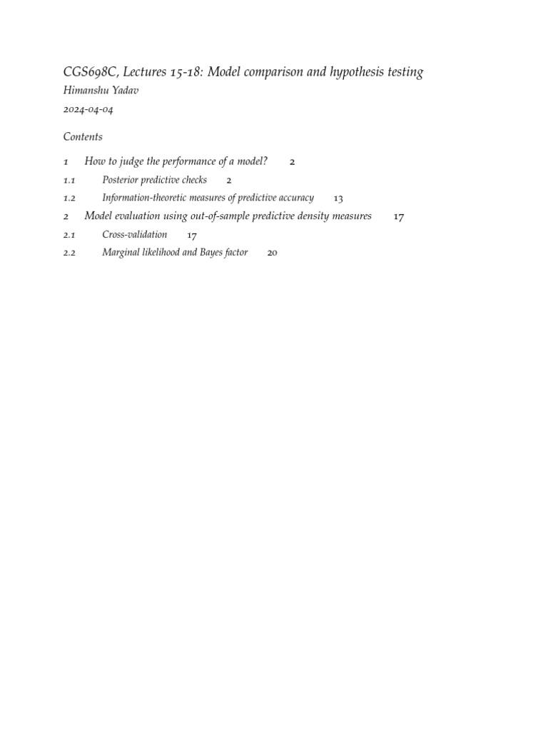 Model Comparison | PDF | Statistical Theory | Statistics