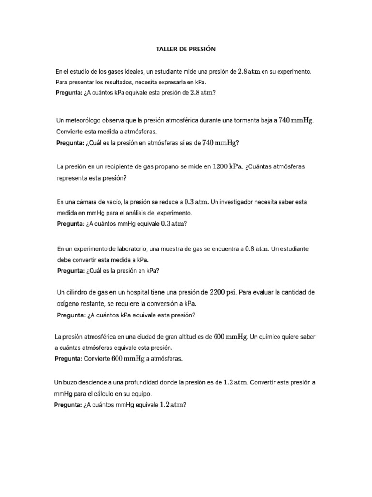 Taller De Presión Pdf
