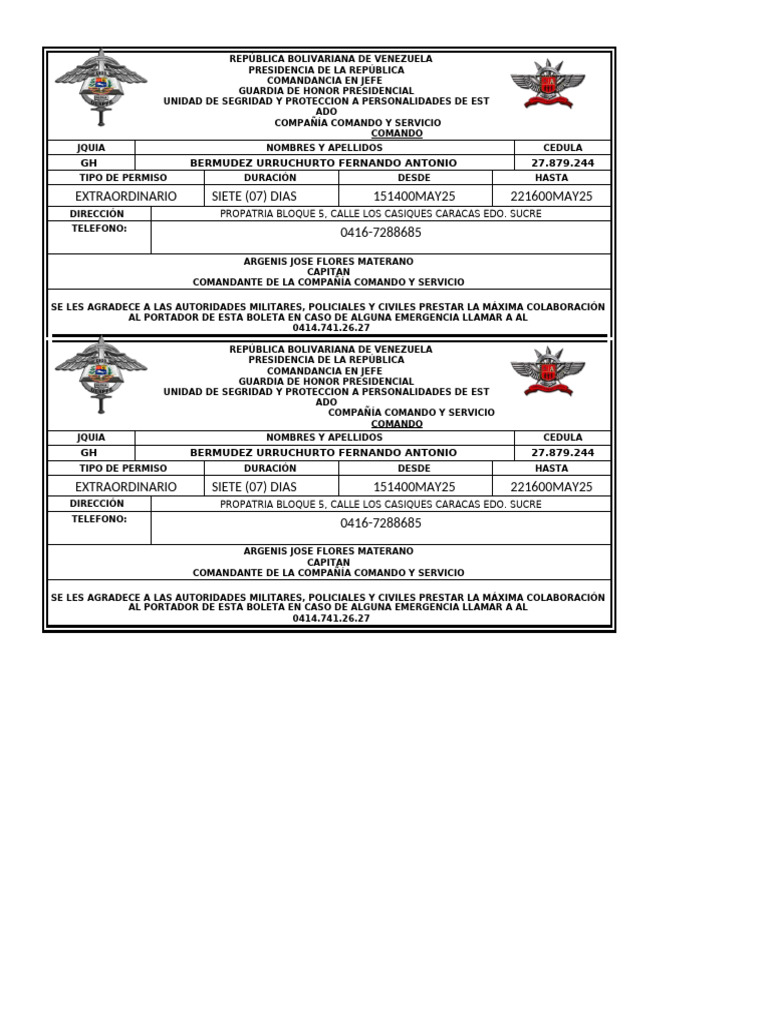 Boletas Rancheros | PDF | Capitán (Fuerzas Armadas) | Venezuela