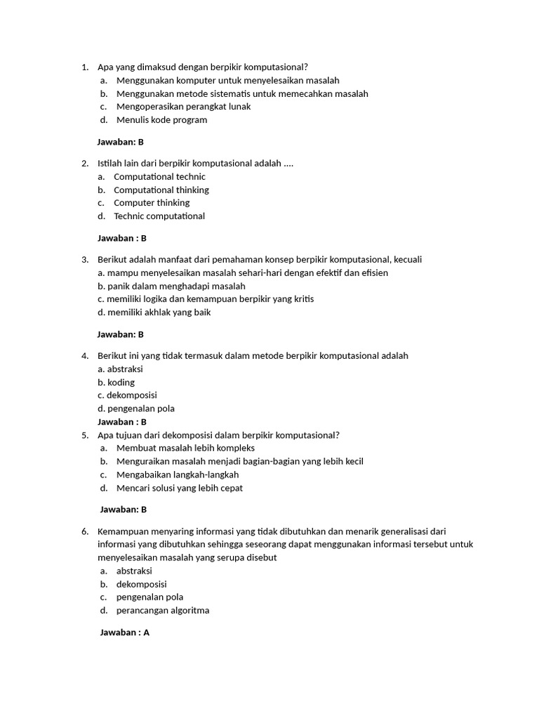 Soal PAS Ganjil Informatika Kelas 7 2024-2025 | PDF