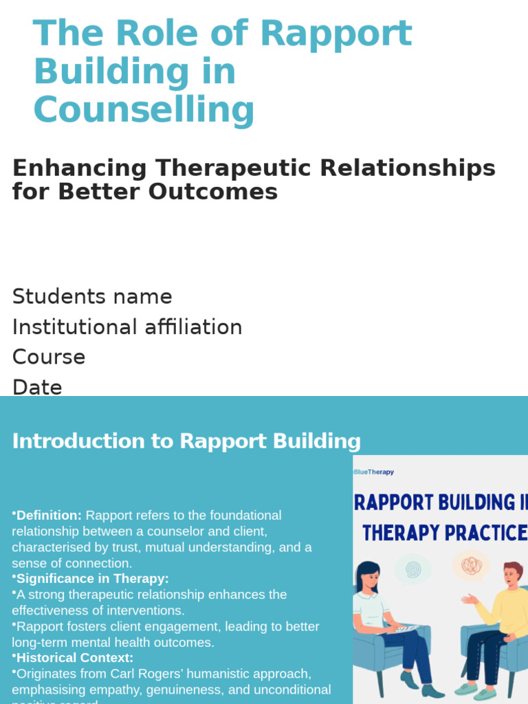 Rapport Building in Counselling | PDF | Psychotherapy | Attachment Theory