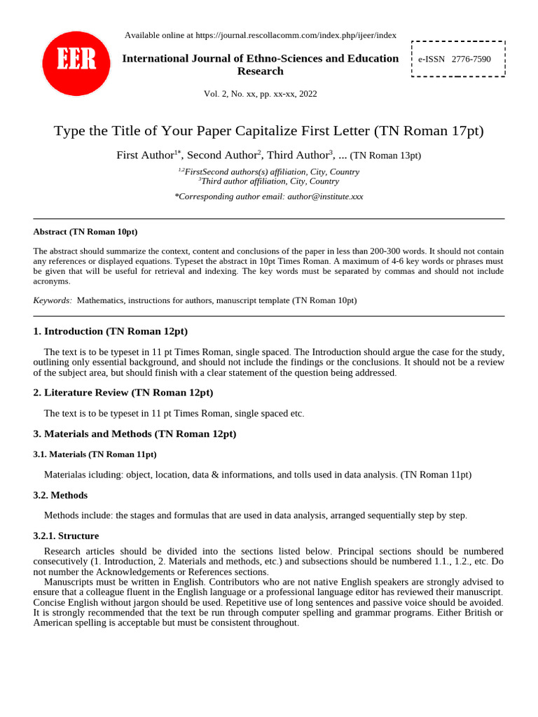 IJEER Paper Template 2022 | PDF | Chaos Theory | Mathematics