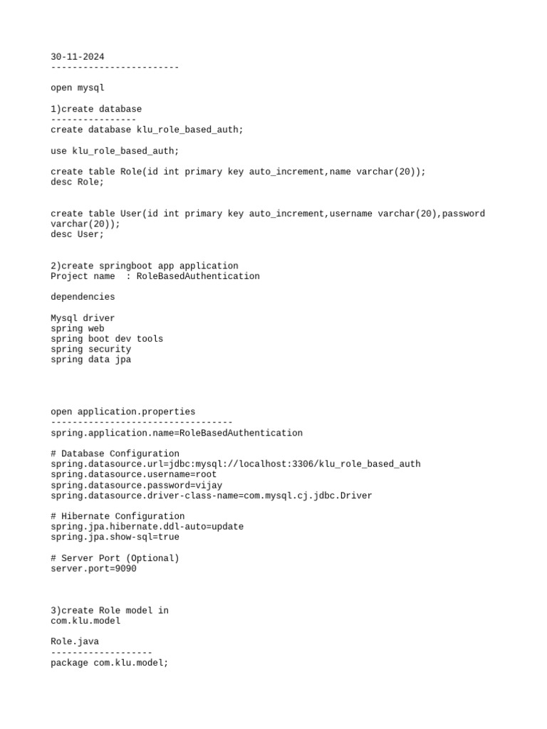 RoleBasedAuthentication (30 11 2024) | PDF | User (Computing) | Databases