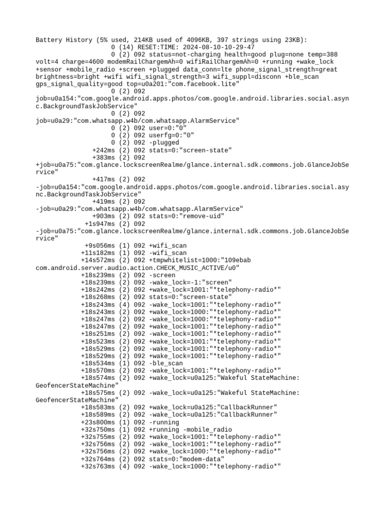 Standby Dump Batterystats 2024 0810 144716 | PDF
