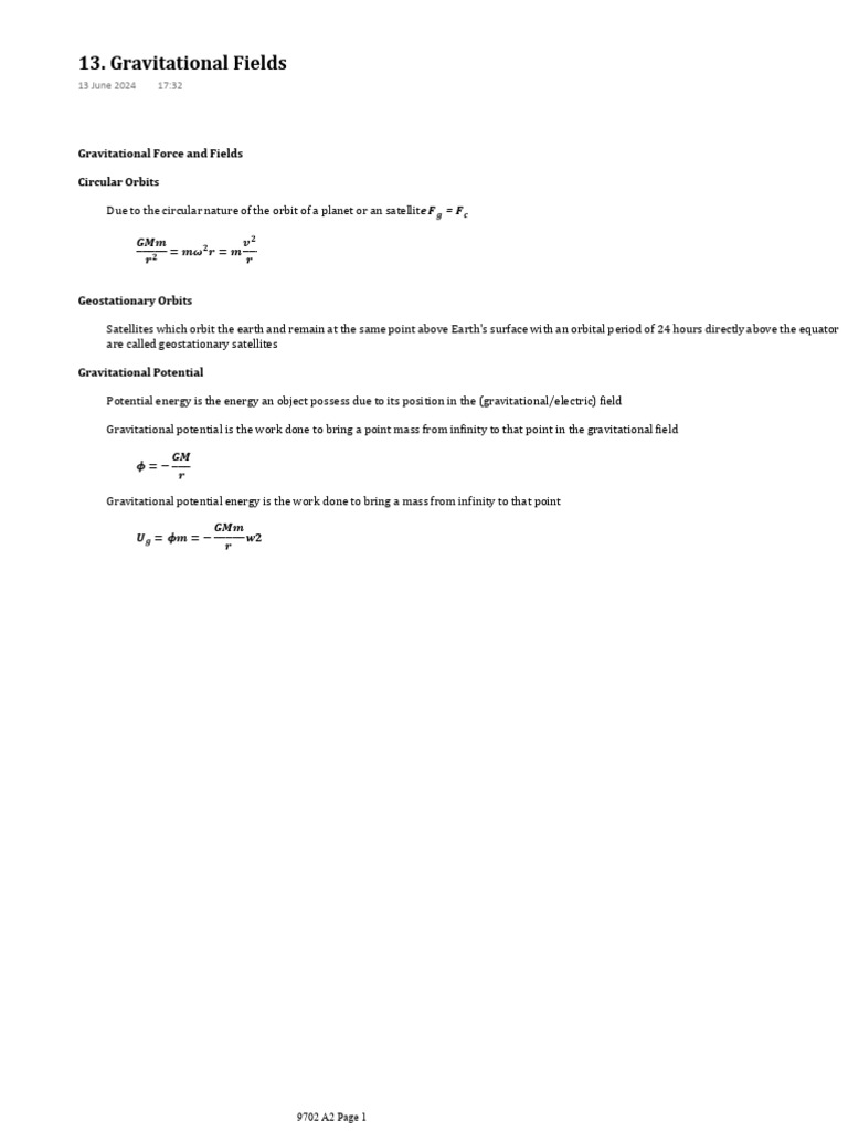 Gravitational Fields | PDF