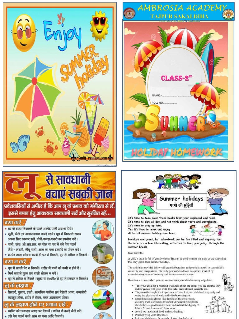 Class 2 Summer Vacation Homework 2024-25 | PDF
