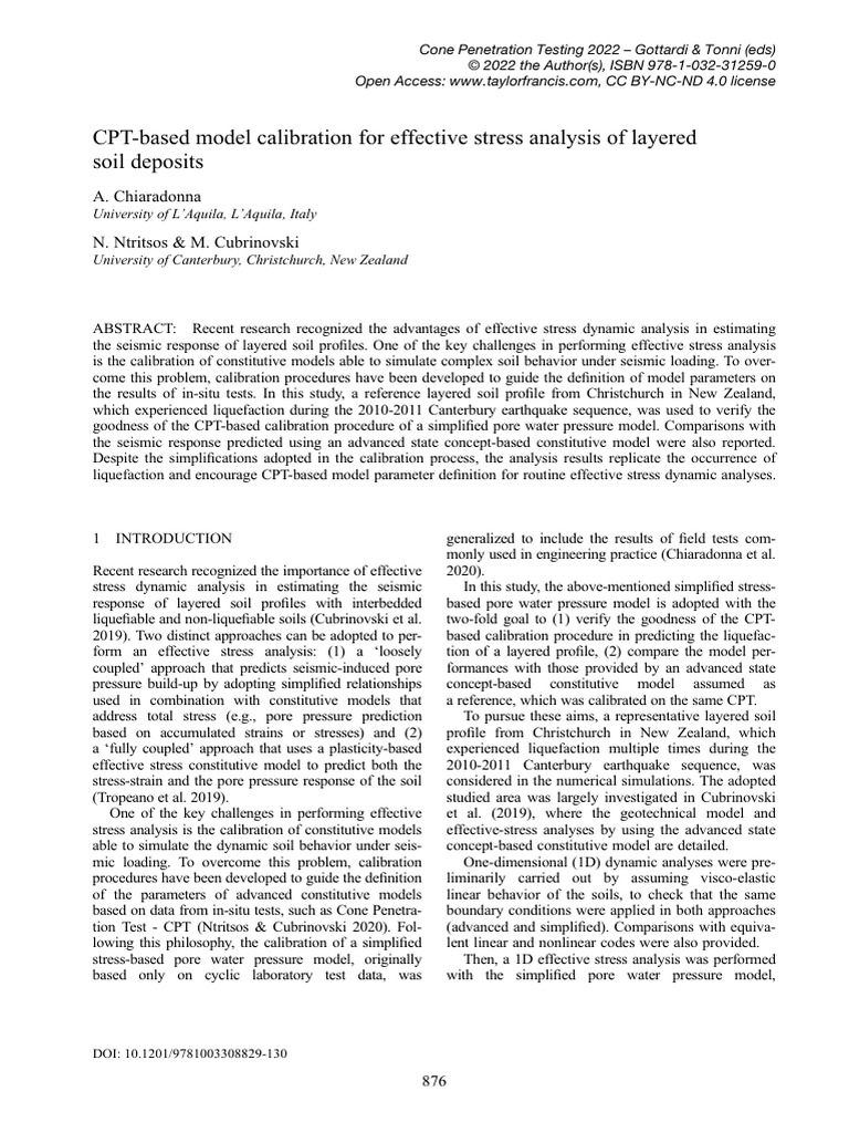 CPT-based Model Calibration For Effective Stress A | PDF | Viscoelasticity | Elasticity (Physics)