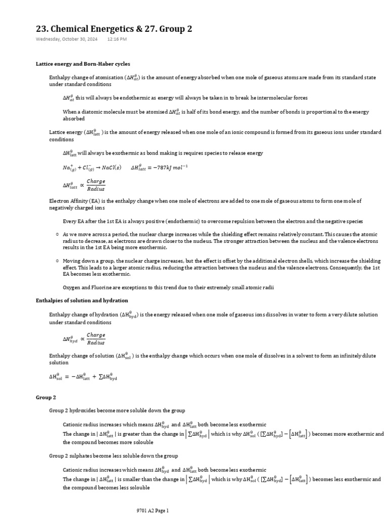 Chemical Energetics & 27. Group 2 | PDF | Solubility | Solvation