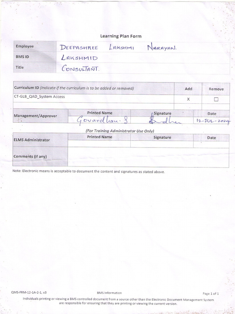 Learning Plan Form | PDF