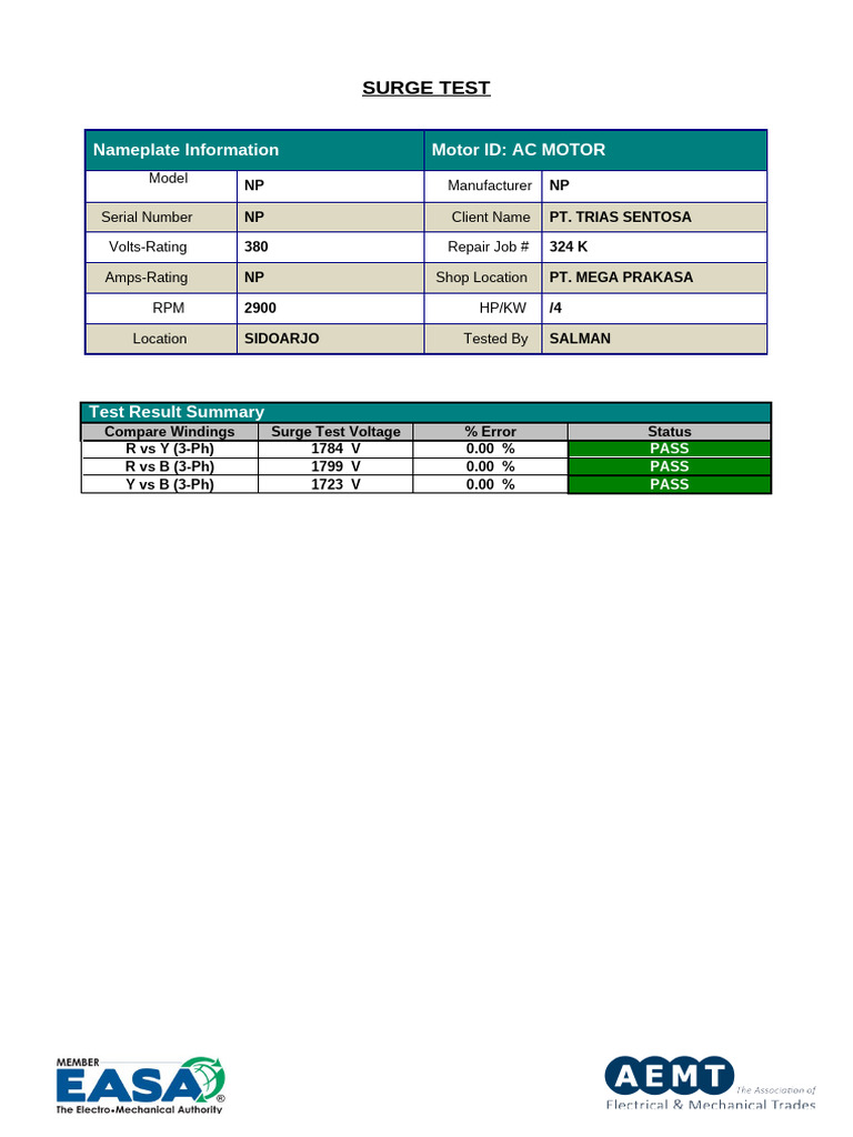 Surge Test 324 K | PDF