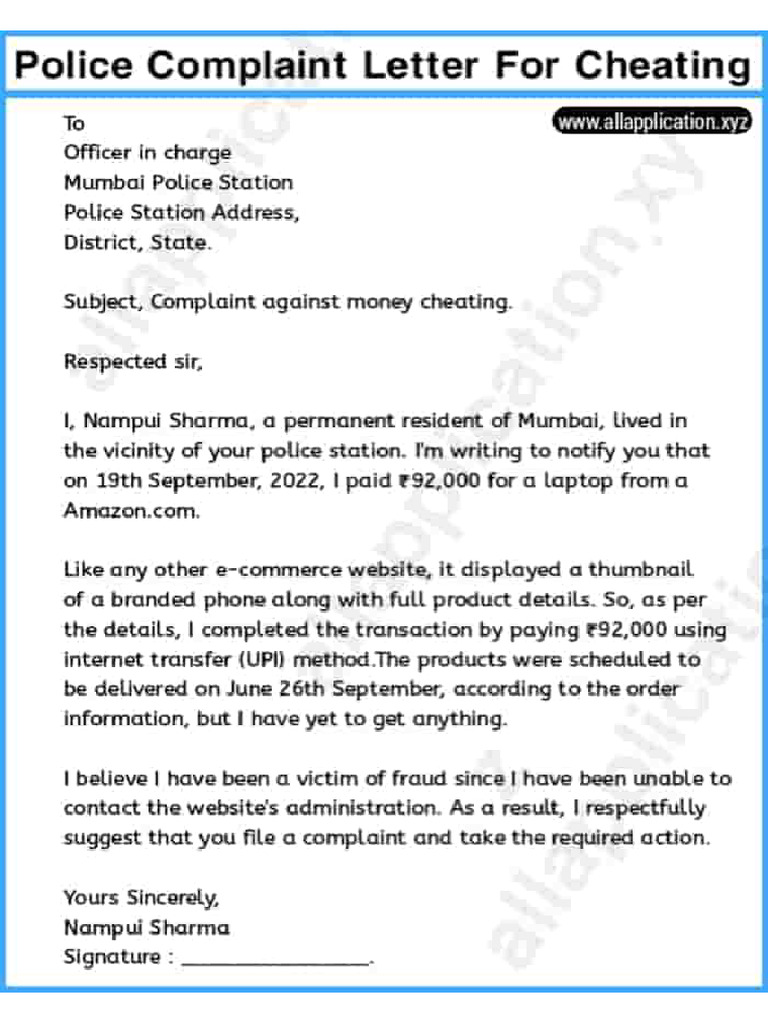 Police Complaint Letter | PDF