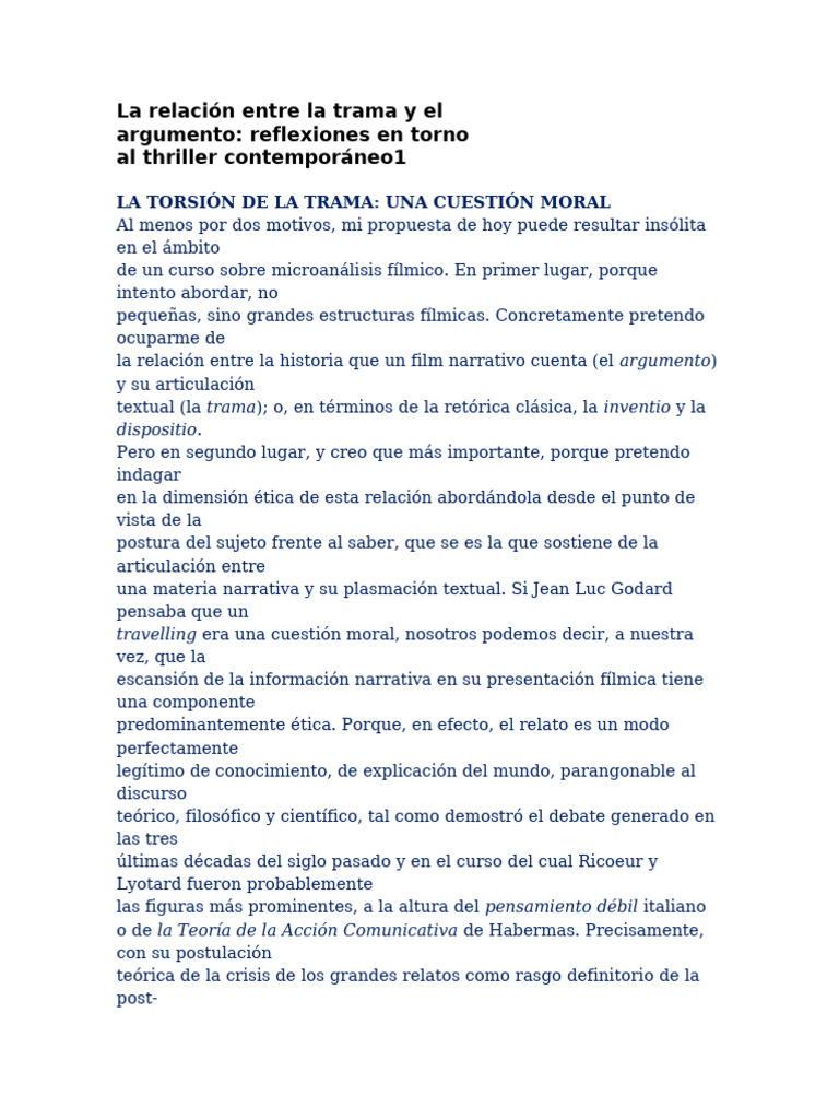 La Relación Entre La Trama y El Argumento 19 | PDF