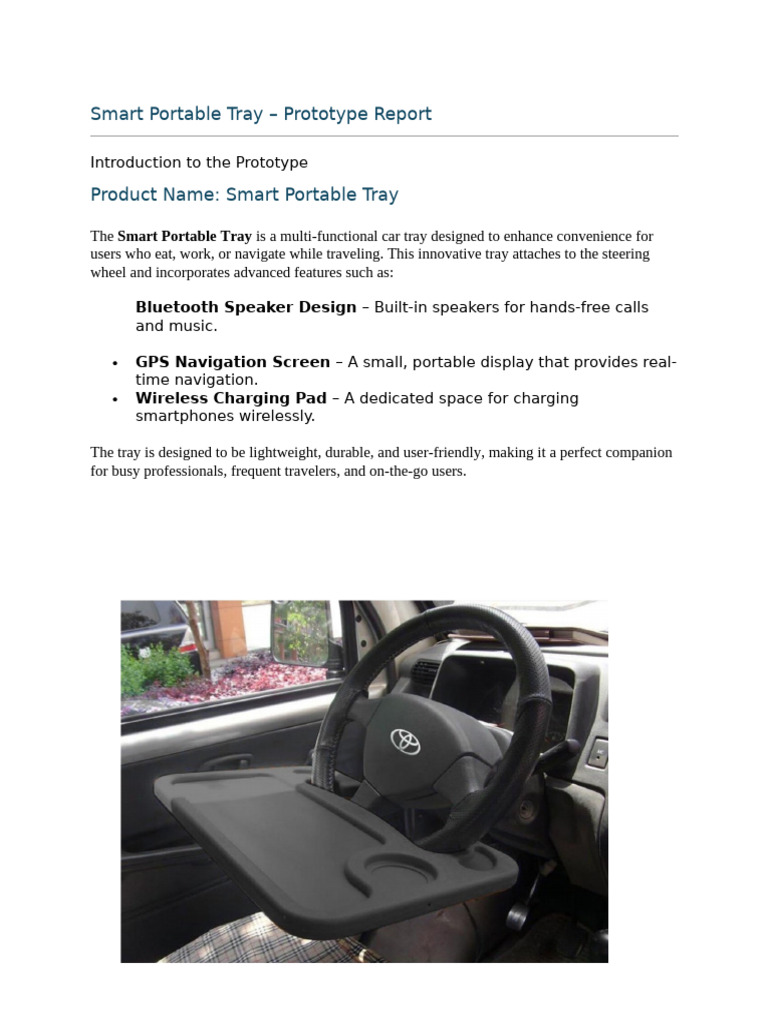 Smart Portable Tray - Prototype Report: Introduction To The Prototype | PDF