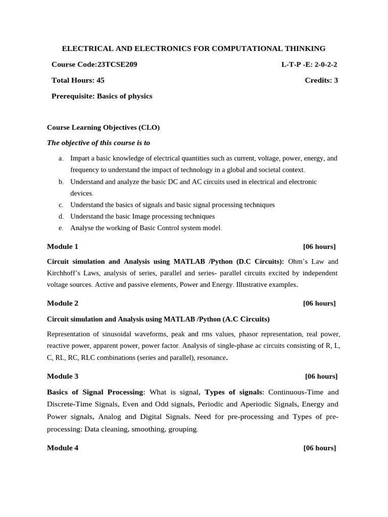Syllabus | PDF | Electrical Network | Ac Power