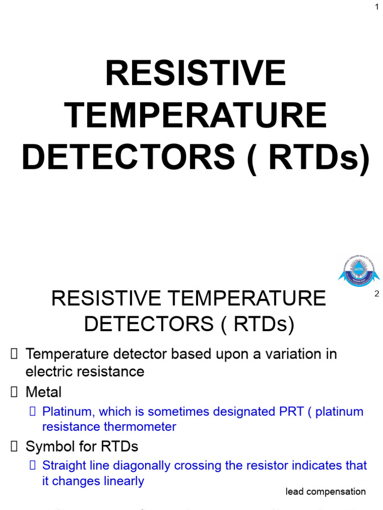 Lecture 2 - M2 - RTD and Thermistor.ppt | PDF | Electricity | Materials ...