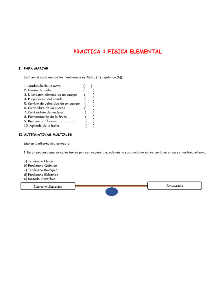 Ficha de Trabajo 1 (Fisica Elemental | PDF | Química | Biología