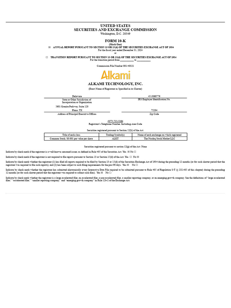 NASDAQ_ALKT_2024 | PDF | Form 10 K | Cloud Computing