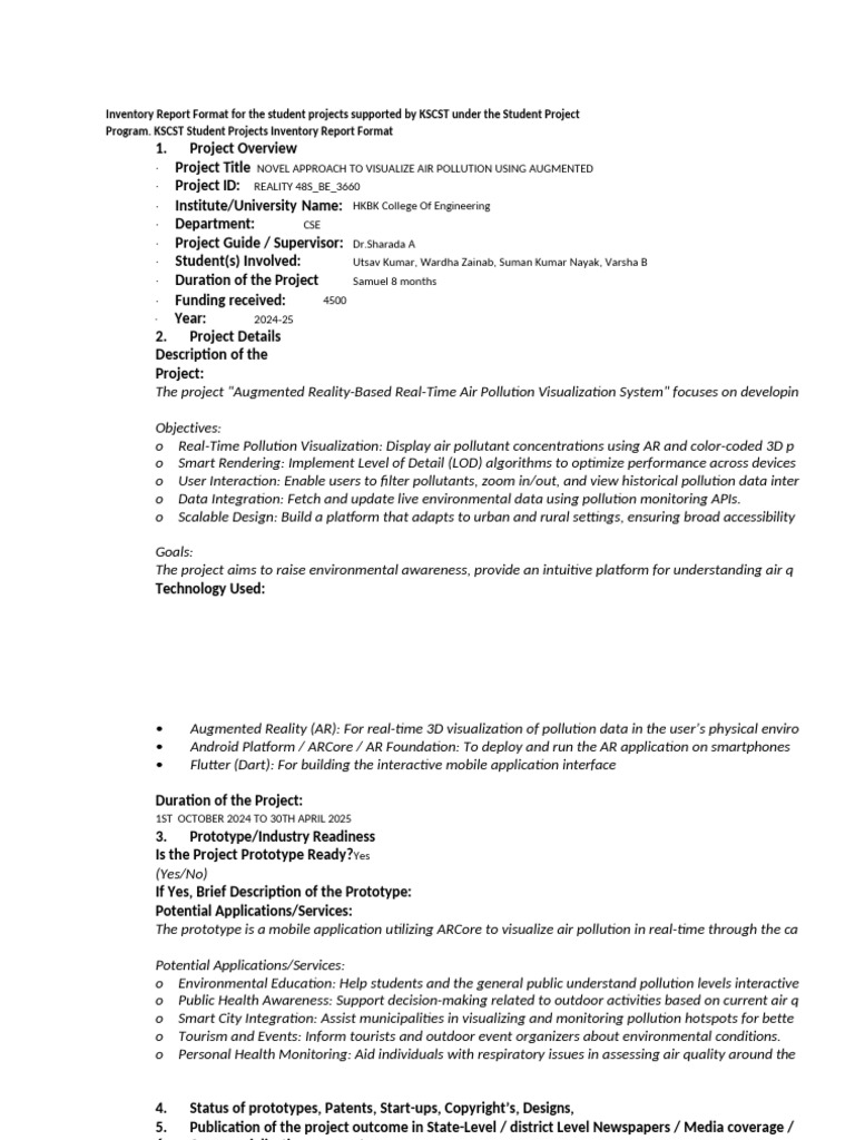 KSCST Inventory Format - XLSX - Google Sheets Utsav | PDF | Augmented Reality | Computing