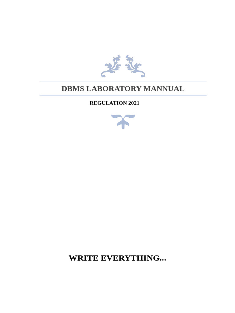 Dbms Laboratory Mannual (Final) | PDF | Relational Database | Databases