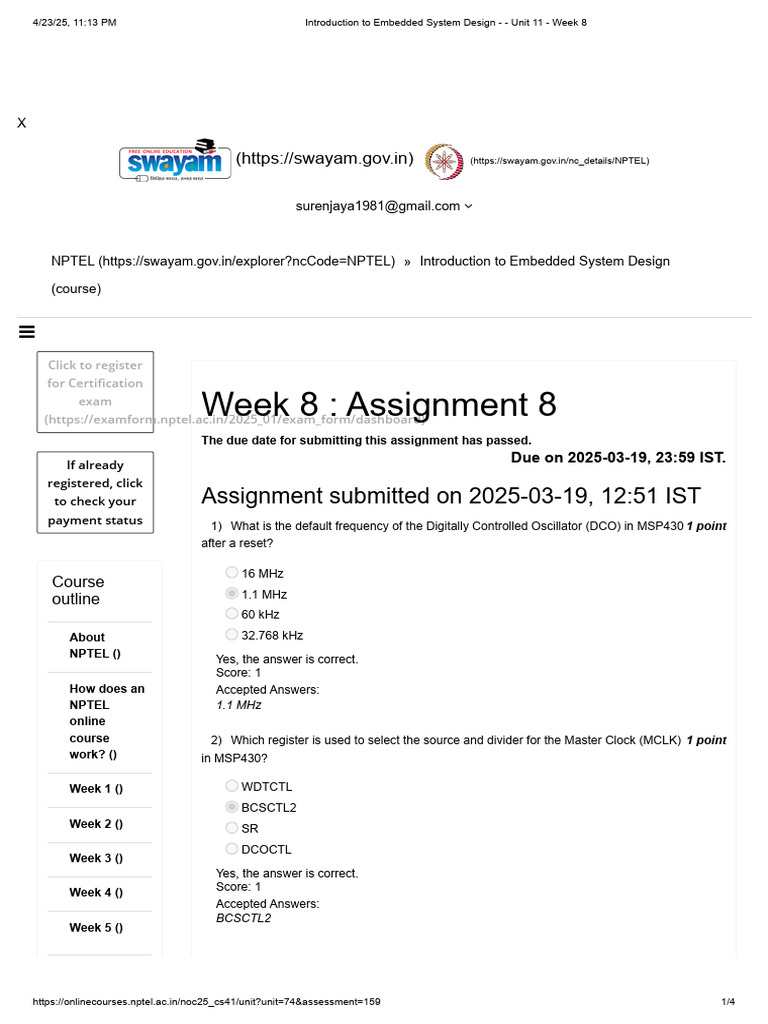 Introduction To Embedded System Design - Unit 11 - Week 8 | PDF | Hertz | Computer Engineering