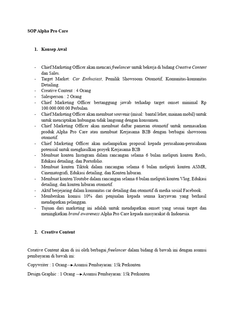 SOP Alpha Pro Care | PDF
