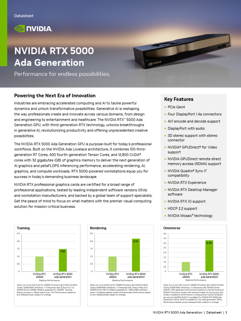 RTX 5000 Ada Datasheet 2788511 v6 | PDF | Graphics Processing Unit | Computer Science