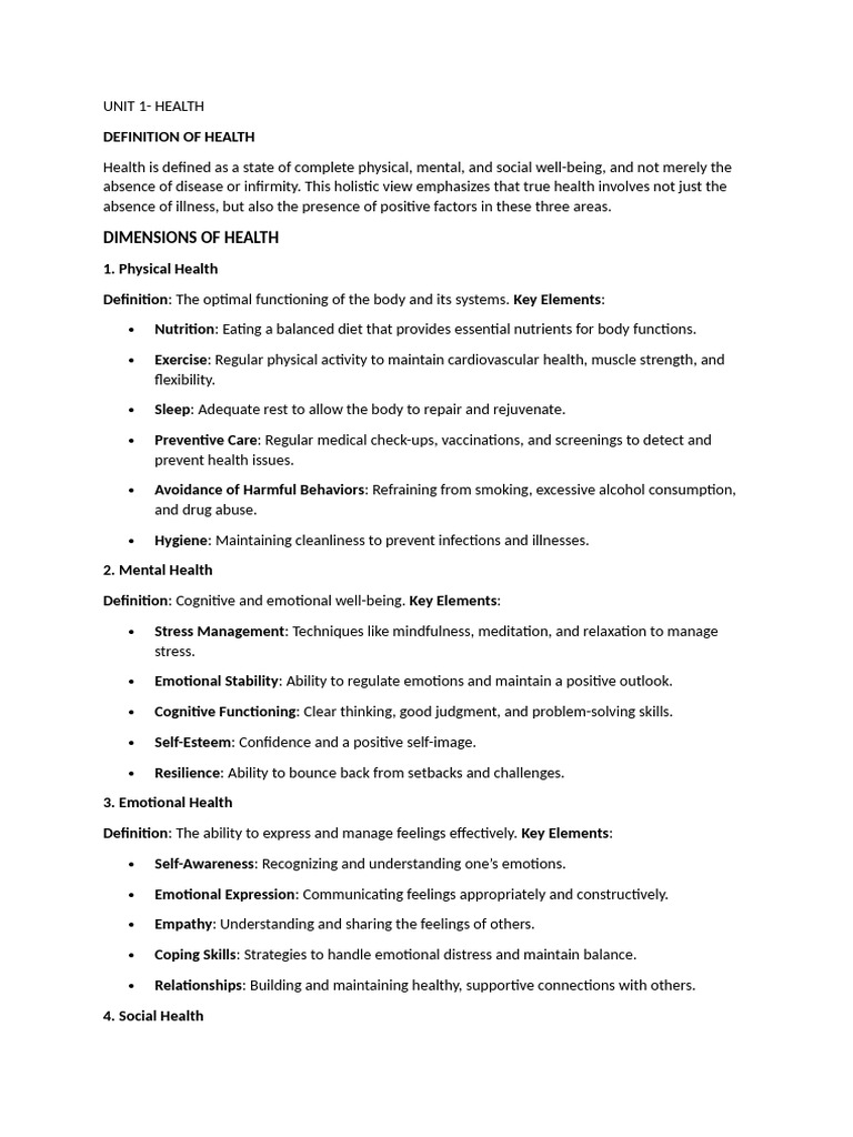 Understanding Health Dimensions | PDF | Mental Health | Chronic Condition