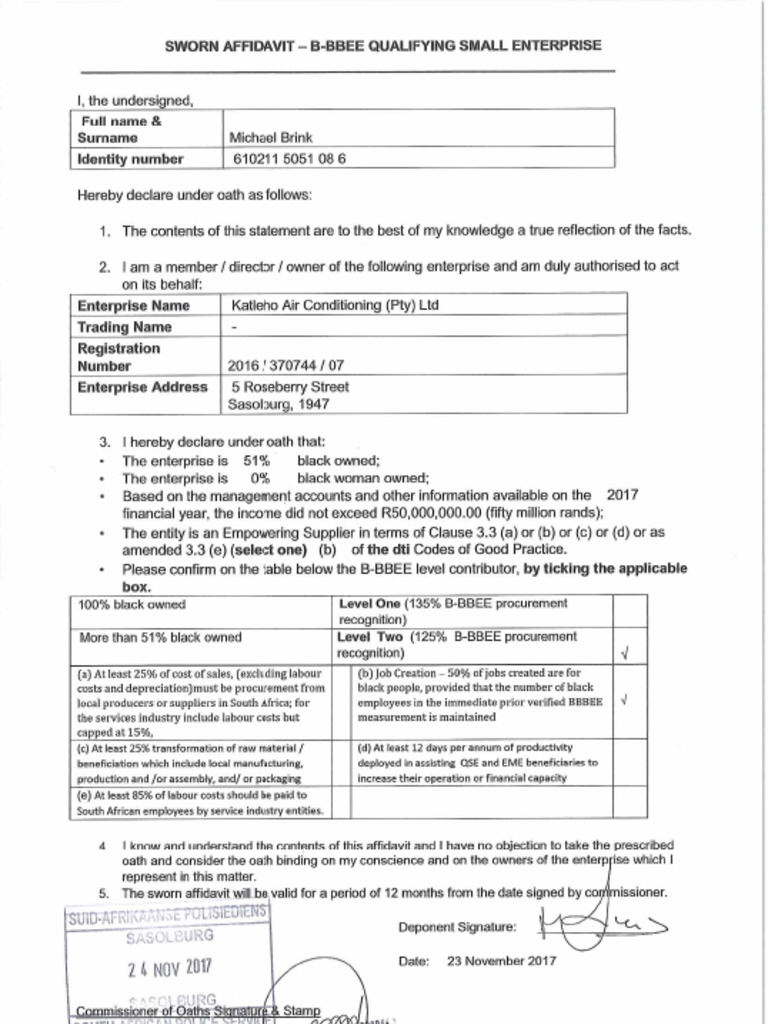 Sworn Affidavit 2017 | PDF