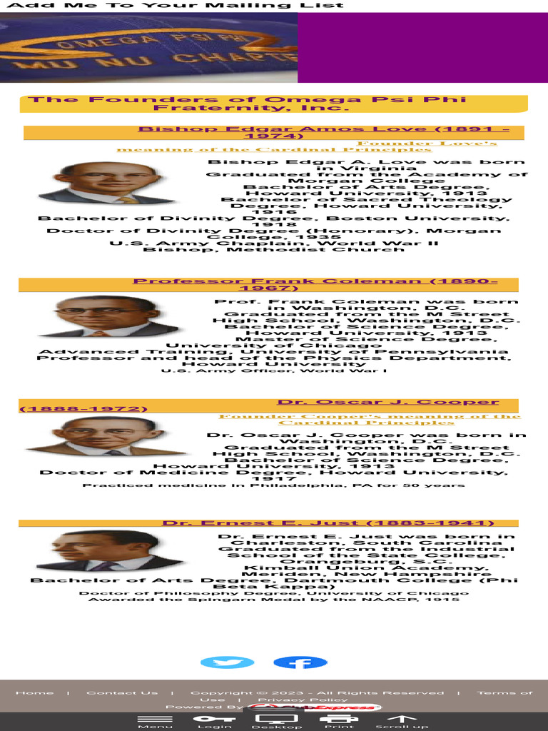 Fraternity Founders - Mu Nu Chapter, Omega Psi Phi Fraternity, Inc | PDF