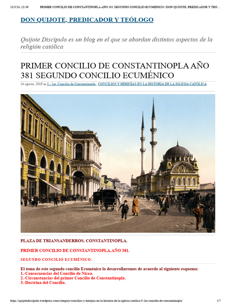 1er. Concilio de Constantinopla. - DON QUIJOTE, PREDICADOR Y TEÓLOGO ...