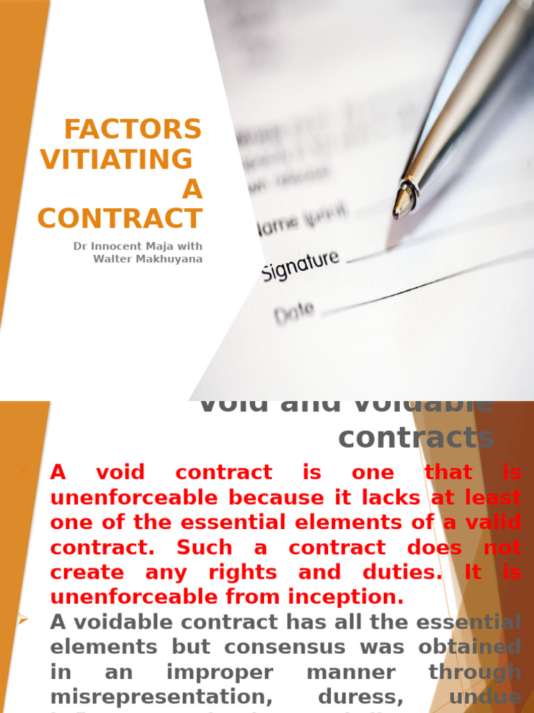 Factors Vitiating A Contract | PDF | Misrepresentation | Legal Concepts