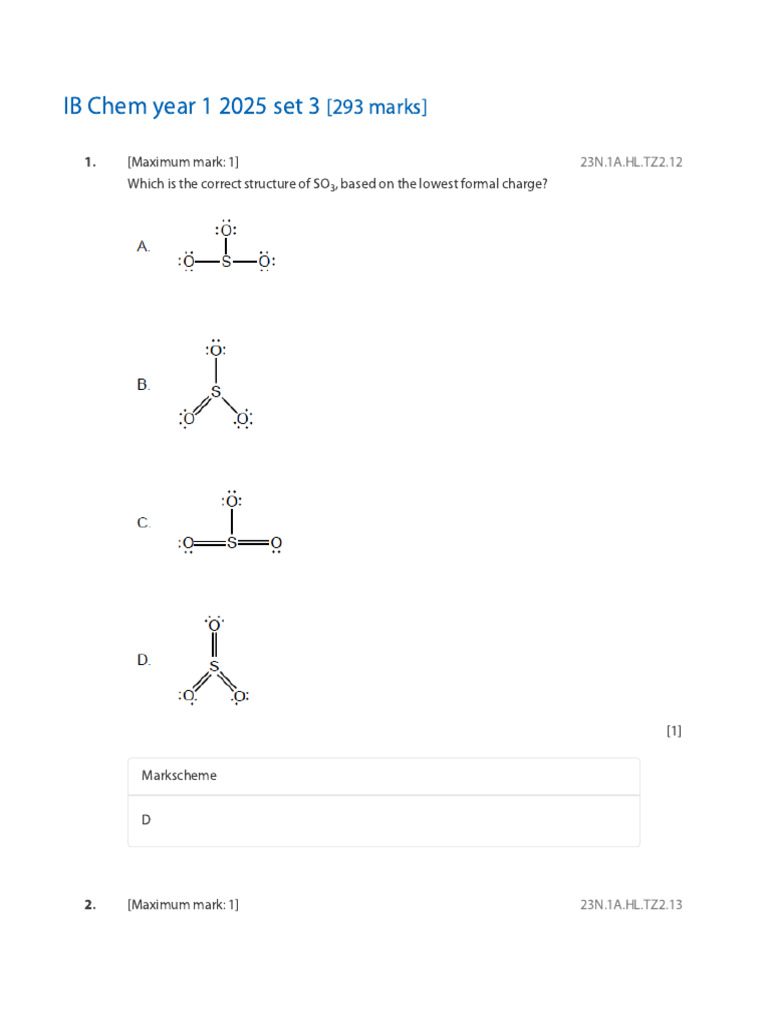 IB Chem year 1 2025 set 3 | PDF | Acid | Intermolecular Force