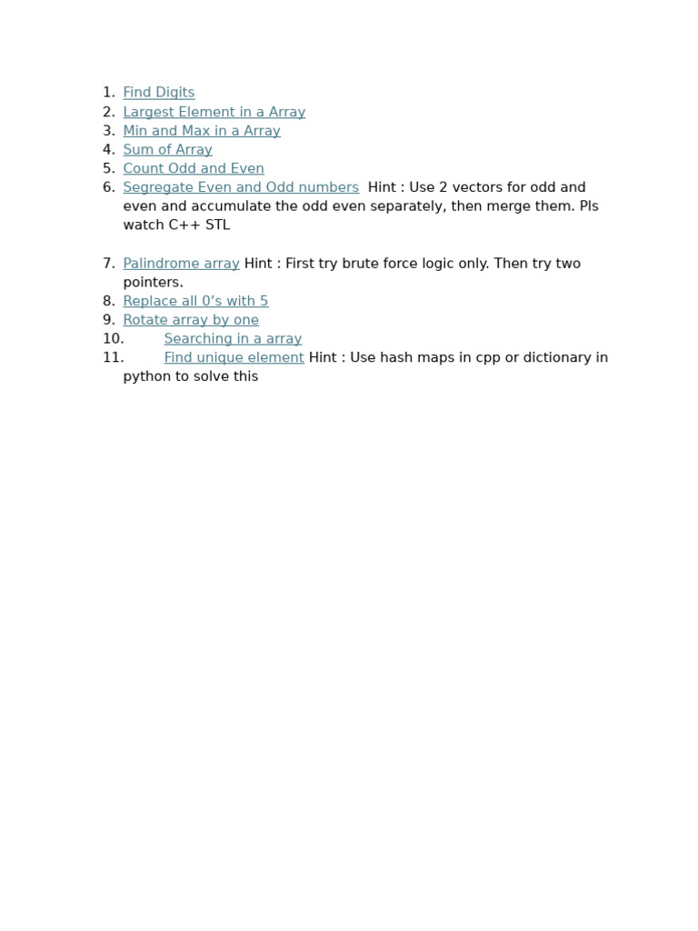 Day 1 Basic To Easy Problems | PDF