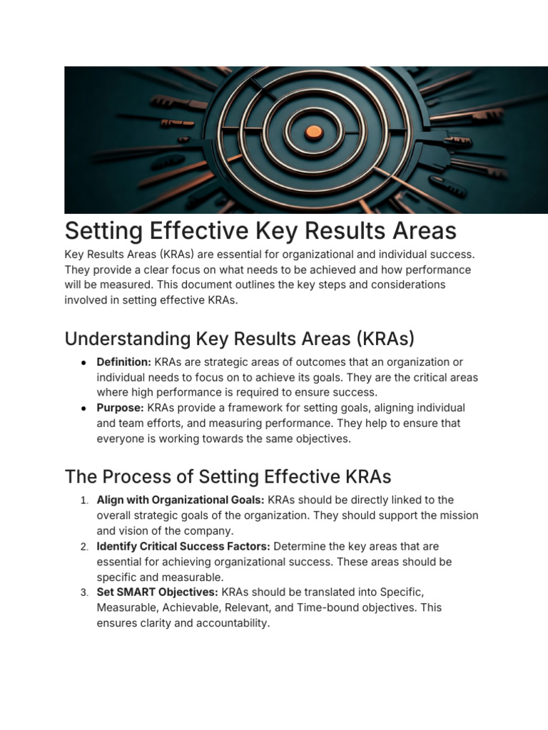 Setting Effective Key Results Areas | PDF | Goal | Performance Indicator