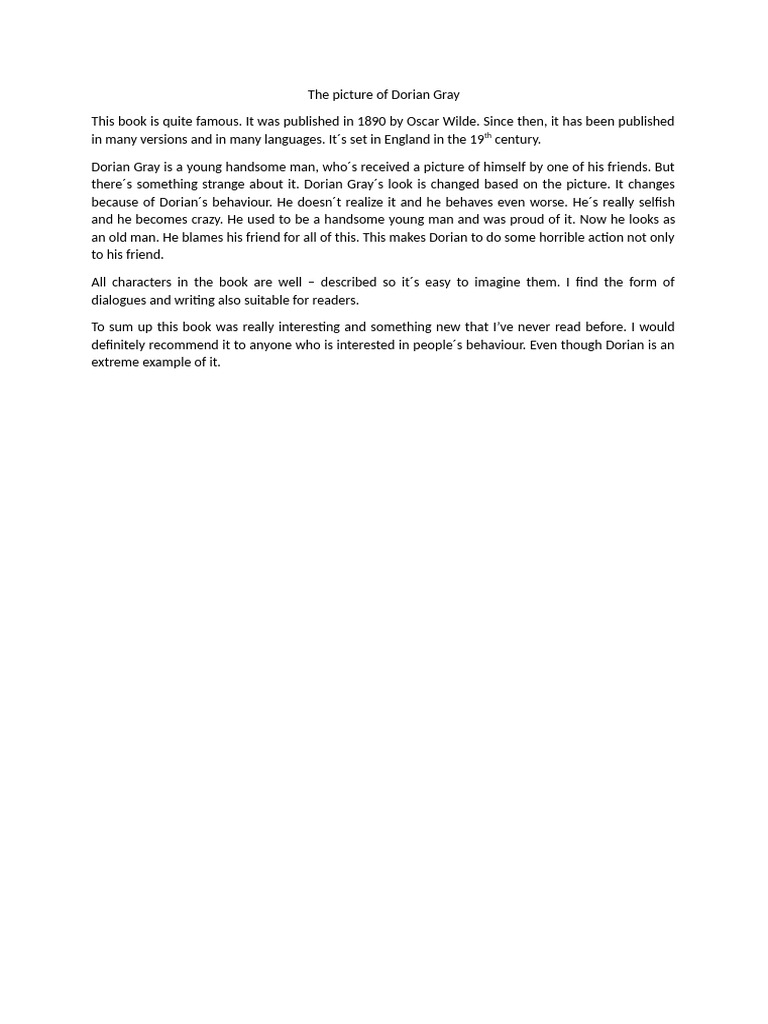 The Picture of Dorian Gray Overview | PDF