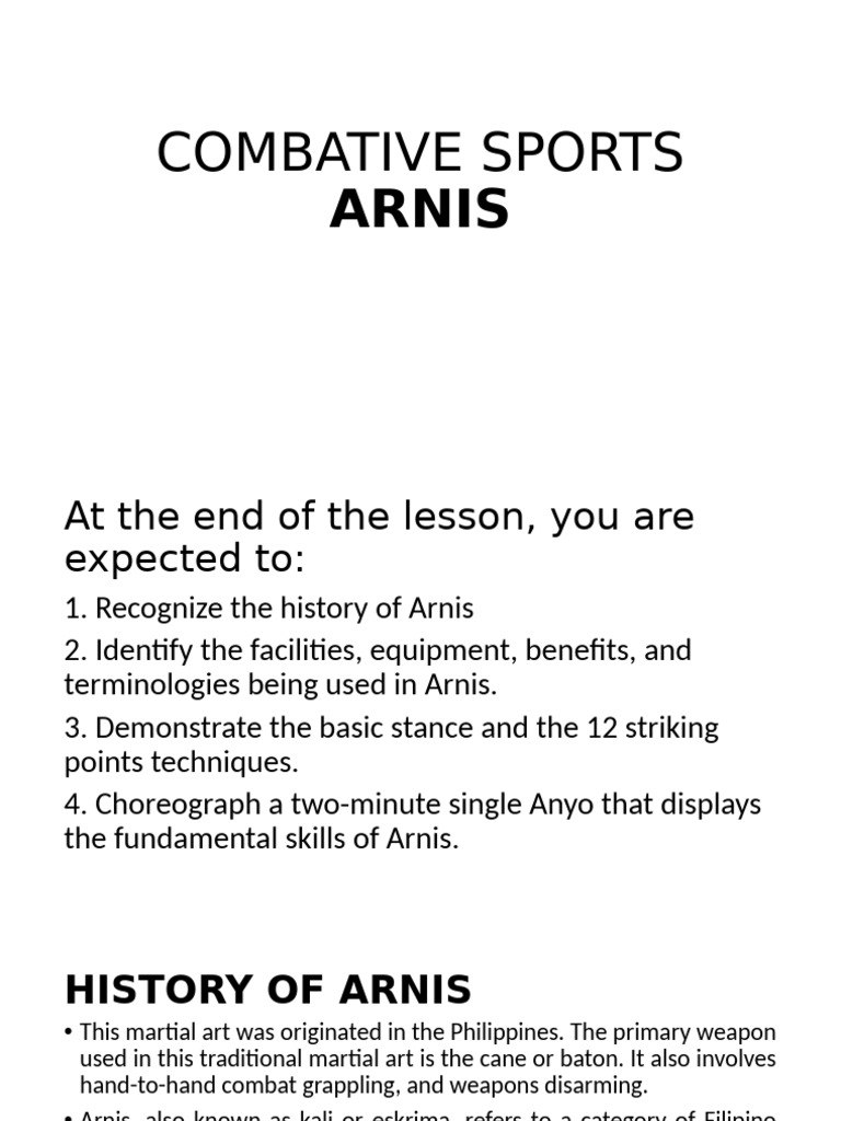 Lesson 2 Combative Sports Arnis | PDF | Foot