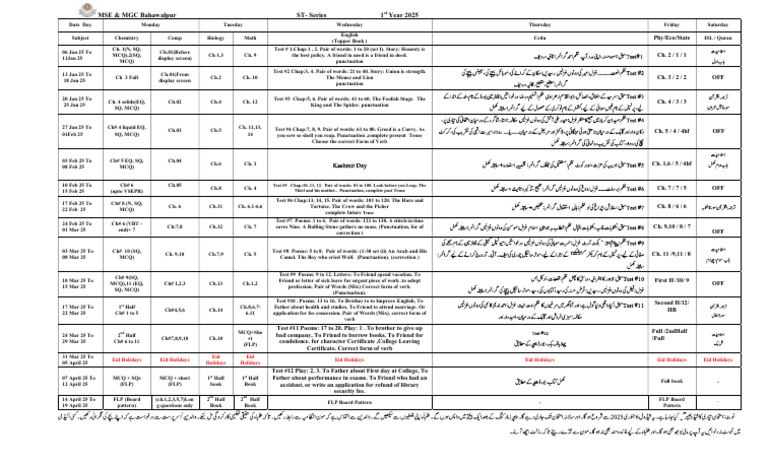 MSE, MGC - 1st Year Test Series - 2025 - Update. | PDF | Language ...