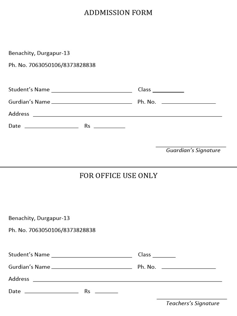 Addmission Form | PDF