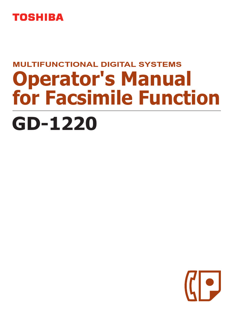 Toshiba GD-1220 Fax Operator'SManual Ver 01 | PDF | Fax | Electronics