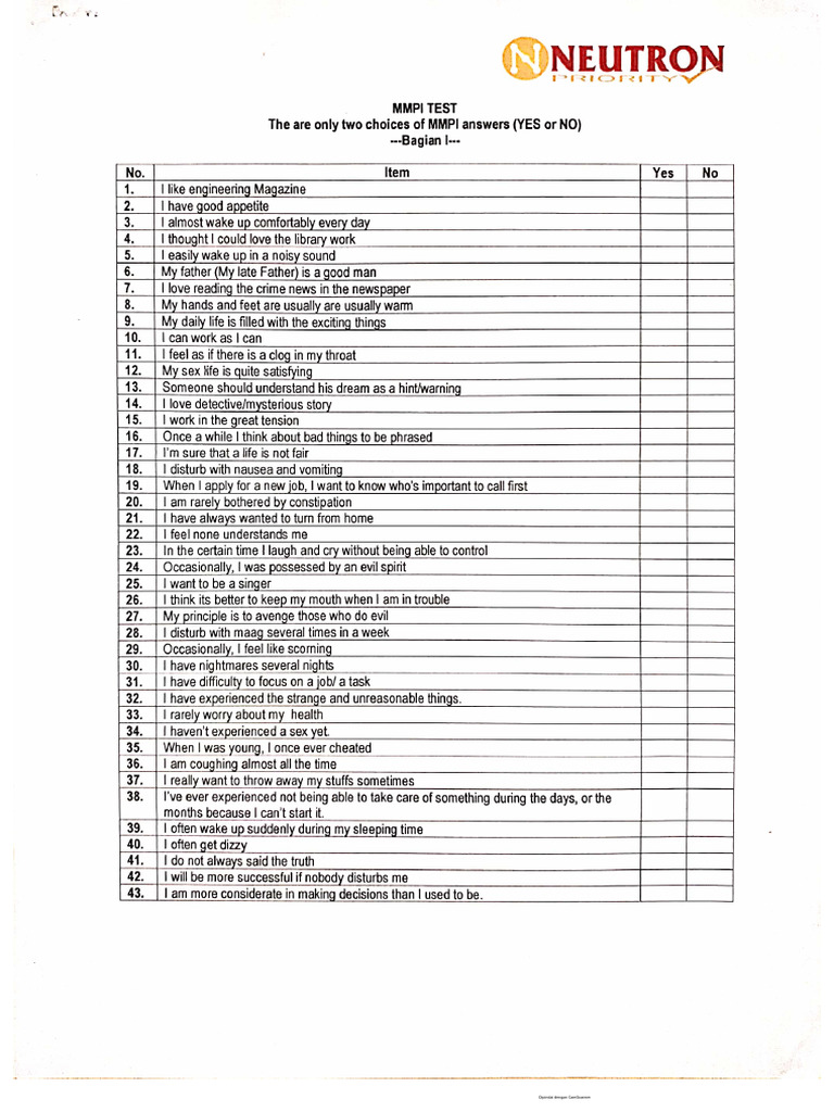 Soal MMPI | PDF