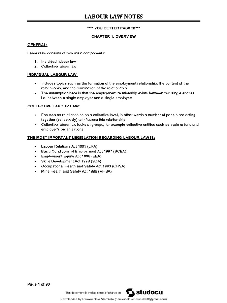 Labour Law Notes | PDF
