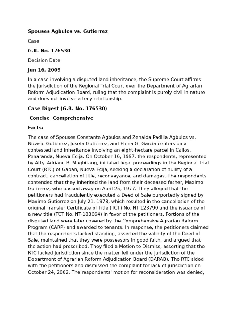 Spouses Agbulos Vs GUTIEREZ | PDF | Appeal | Complaint