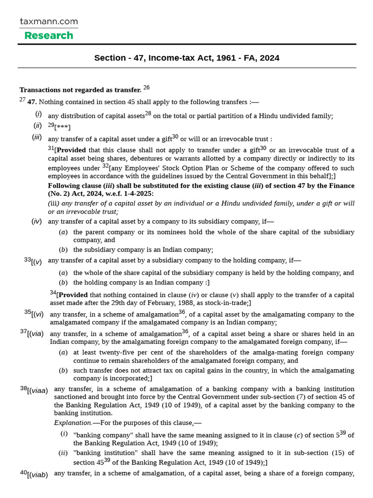 2024 10 29T13 12 Section 47 Income Tax Act 1961 FA 2024 Transactions ...