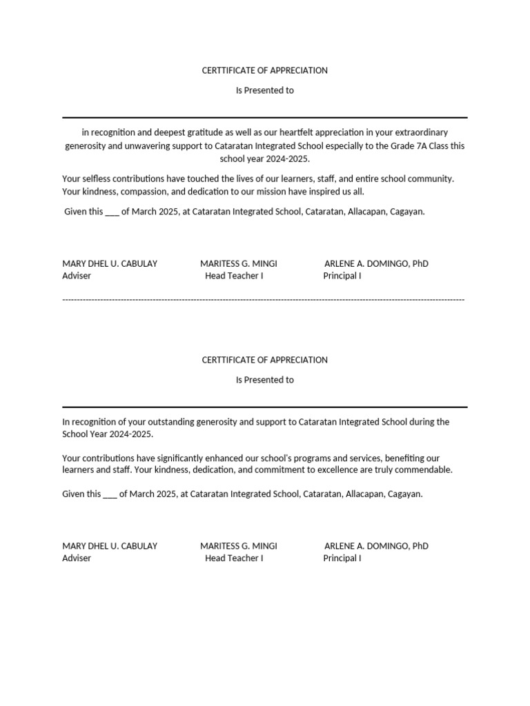 Certificate of Appreciation Template | PDF