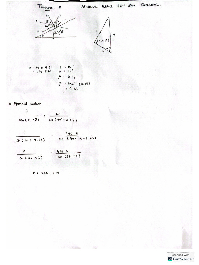 DN230086 Tutorial3 Mechanicsofmachine | PDF