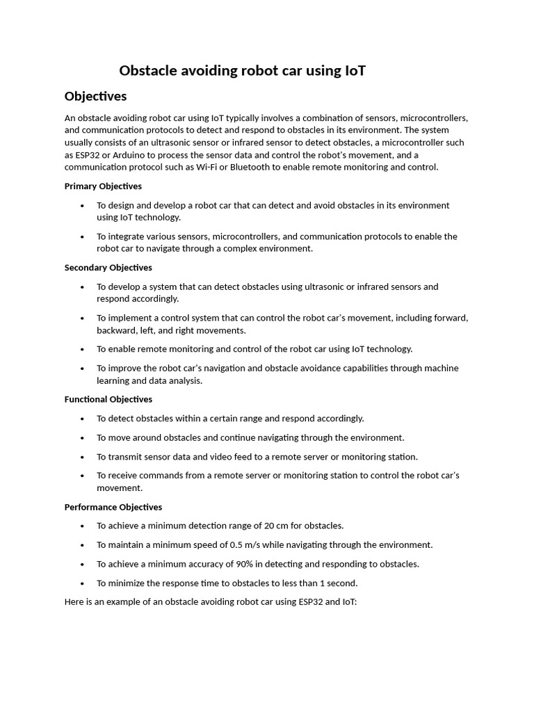 Obstacle Avoiding Robot Car Using IoT | PDF | Internet Of Things | Robot