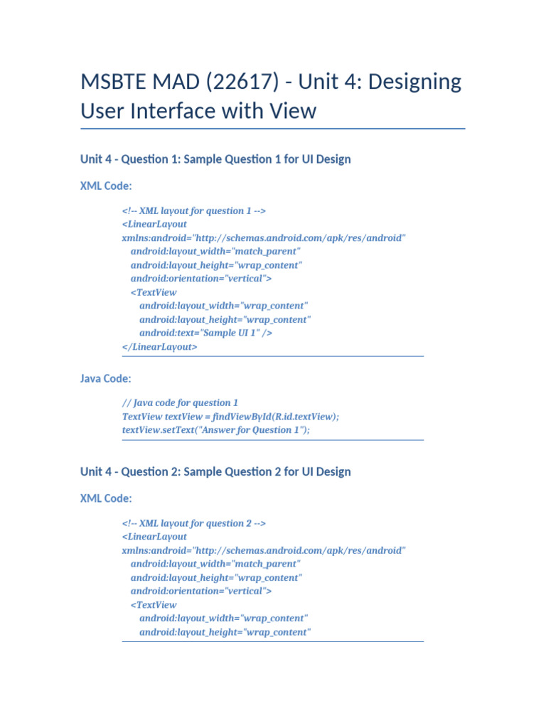 MSBTE MAD Unit 4 Questions | PDF | Computing | Software