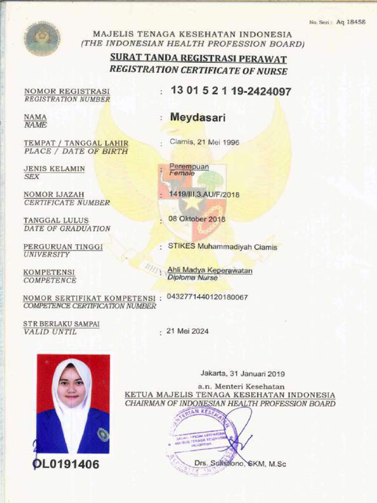 Surat Tanda Registrasi Perawat | PDF